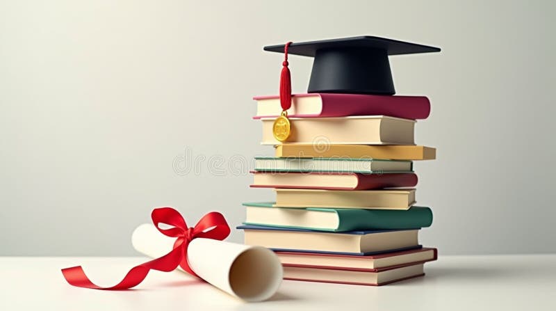 Graduation Cap Placed on a Book Representing Knowledge and Success for ...
