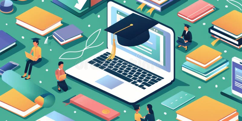 A Graduation Cap Placed on Top of a Laptop. Suitable for Educational ...