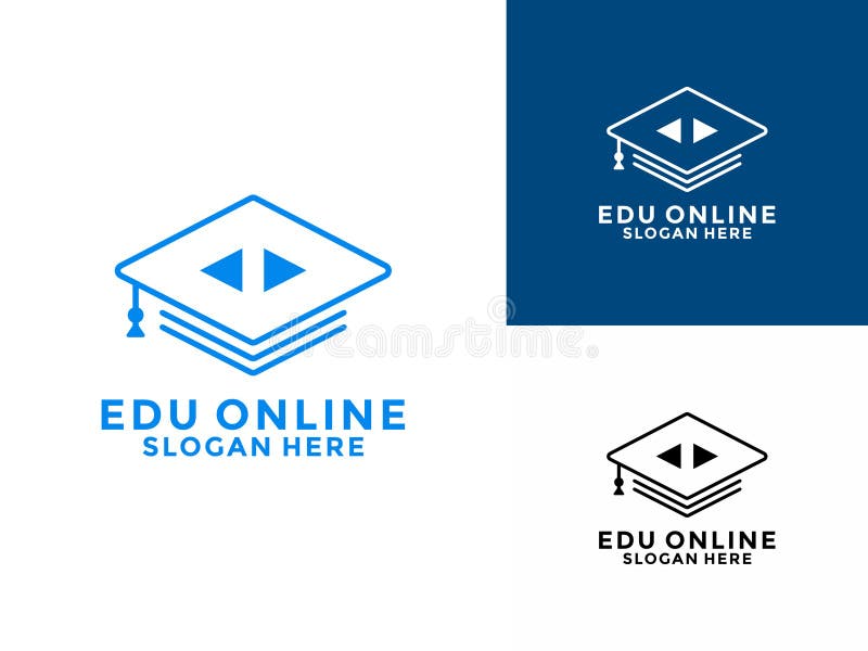 Graduation Cap with Play Logo Vector Icon. Education Online Logo Vector ...