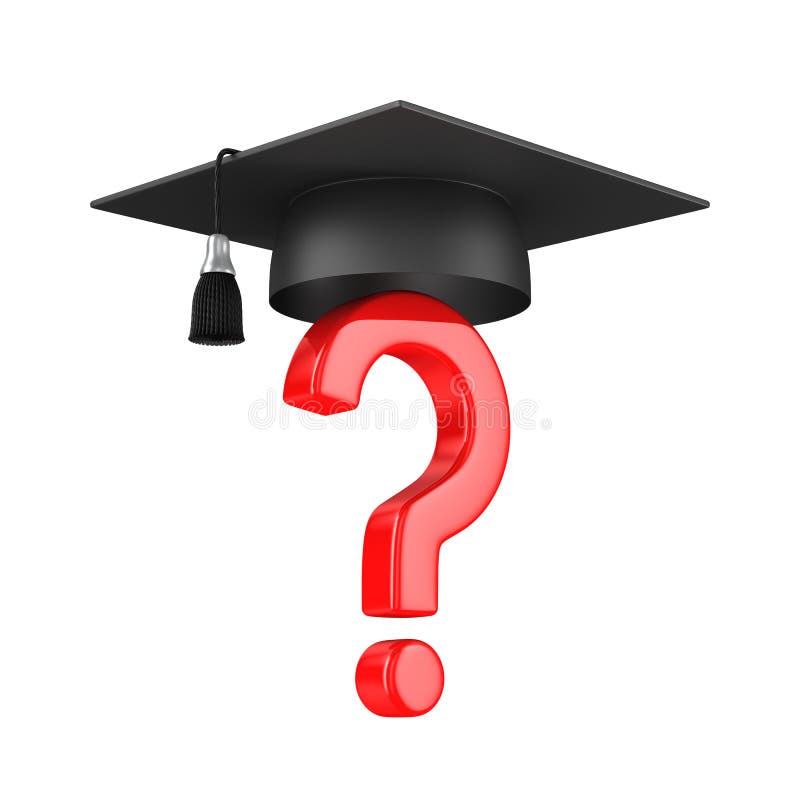 Graduation Hat Question Mark on a White Background 3D Illustration ...