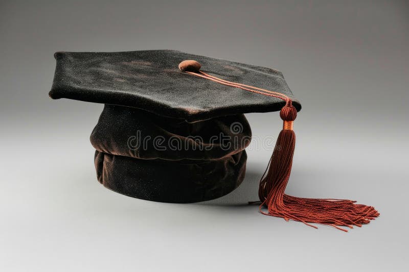 Graduation Cap Lying on Gray Background Symbolizing New Graduates Stock ...