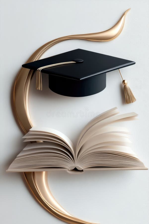 A Graduation Cap Rests Above an Open Book, Representing Knowledge and ...