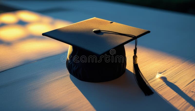 Graduation Cap Illuminated Symbolizing Academic Achievement and Future ...