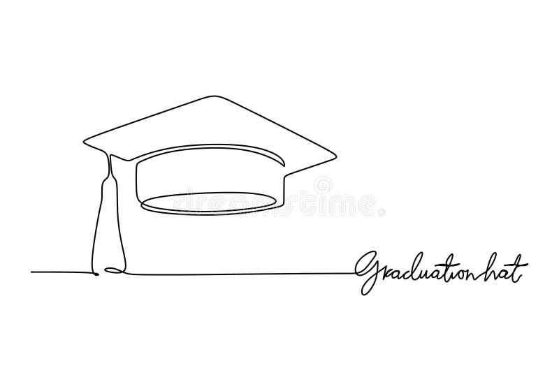 Graduation Cap - School Education Object, One Line Drawing Continuous ...