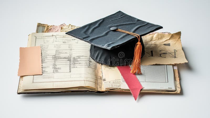 Graduation Cap on School Planner Collage Stock Illustration ...