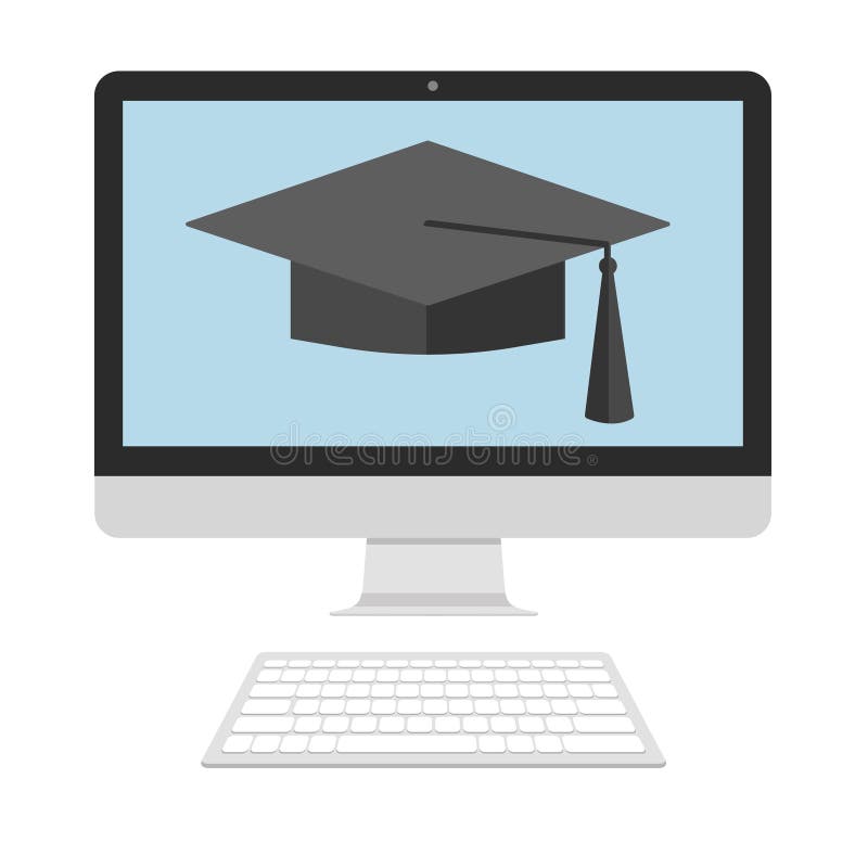 Graduation cap on screen stock illustration. Illustration of exam ...
