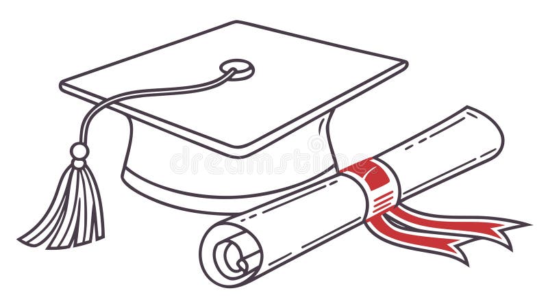 Graduation Cap and Scroll, Educational Achievement, Vector Design ...