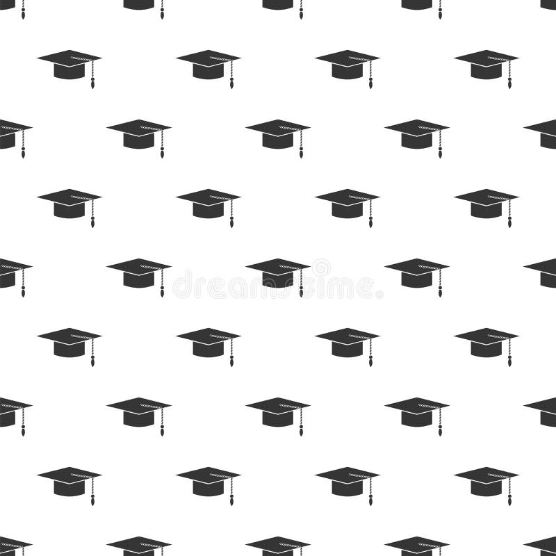 Graduation Cap Seamless Pattern Stock Vector - Illustration of grad ...