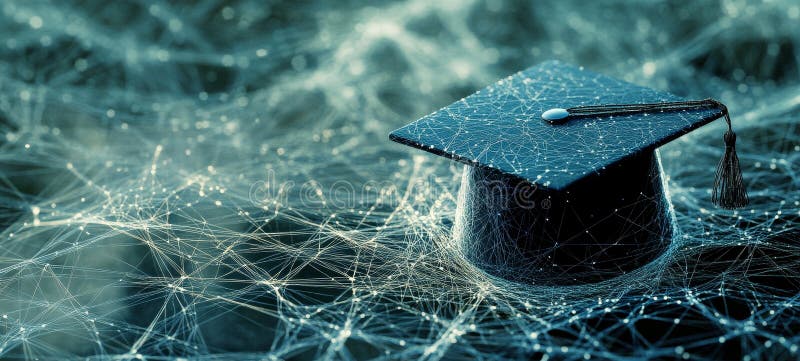 A Graduation Cap Set Against an Abstract Background Featuring Sparkles ...