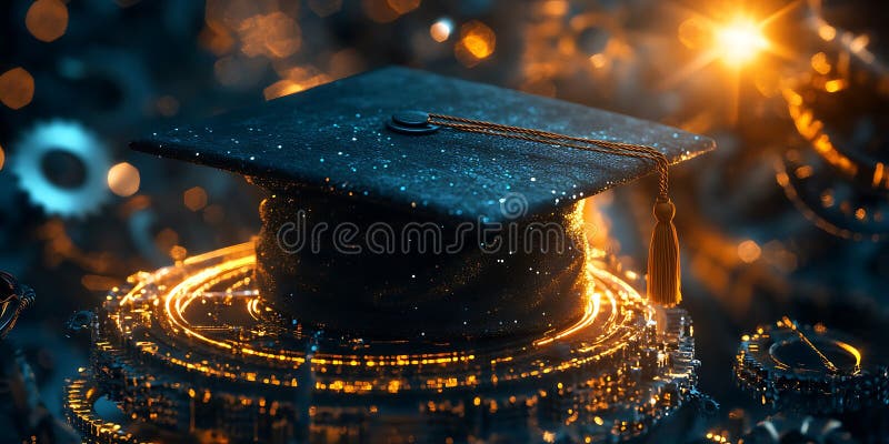 Graduation Cap Shining Future Abstract Image Background Wallpaper Stock ...