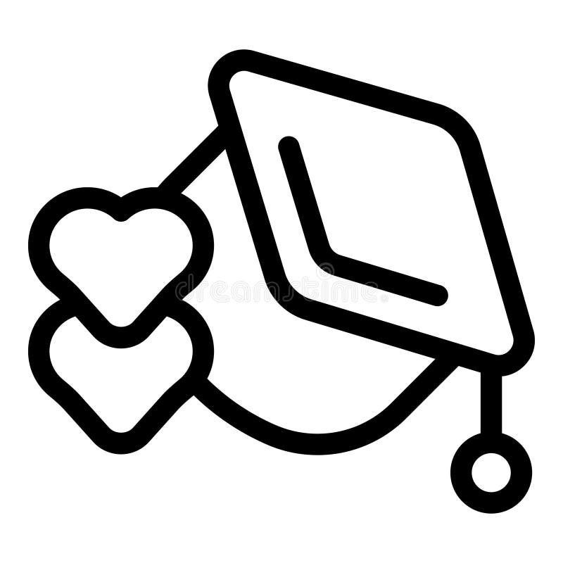 Graduation Cap Showing Love for Education with Hearts Icon Stock ...