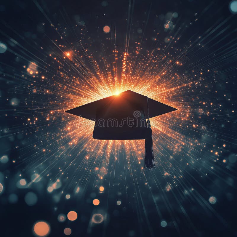 A Graduation Cap is Shown in a Bright Light, Surrounded by a Glowing ...