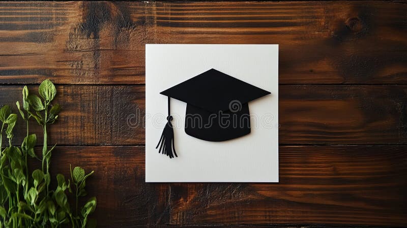 A Graduation Cap Silhouette Cutout on a Minimalist White Card Stock ...