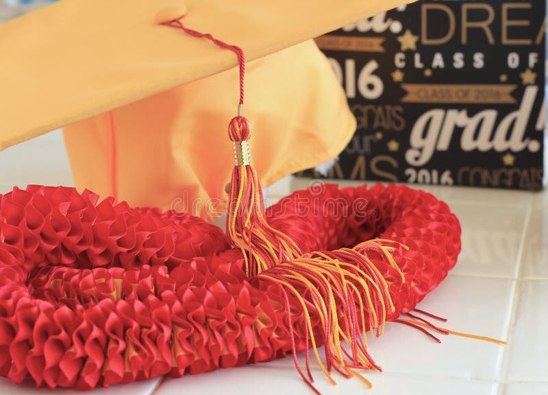 Graduation Cap and Silk Lei Stock Image - Image of beautiful, cheerful ...
