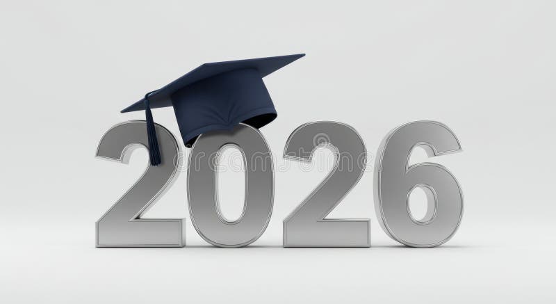 Graduation Cap on 2026 Silver Numbers Symbolizing Future Success and ...