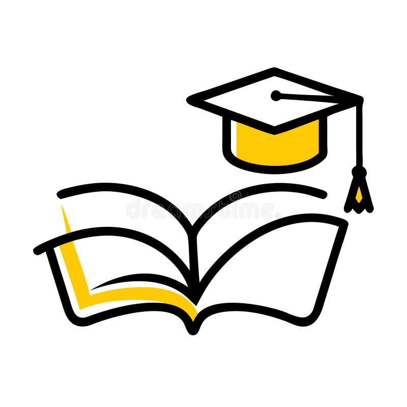 A Graduation Cap Sits Above an Open Book Stock Photo - Illustration of ...