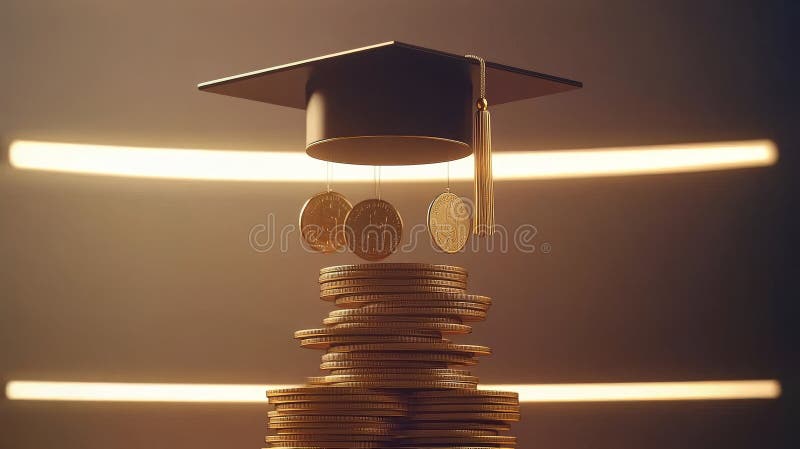 A Graduation Cap Sits Atop a Stack of Coins, Signifying the High Cost ...