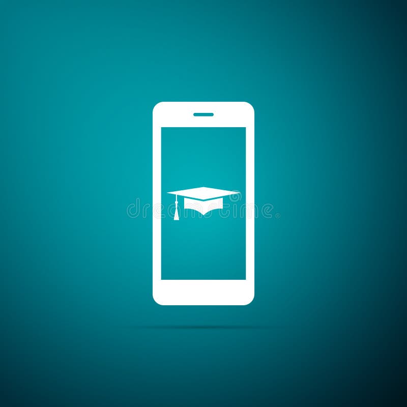 Graduation Cap and Smartphone Icon. Online Learning or E-learning ...