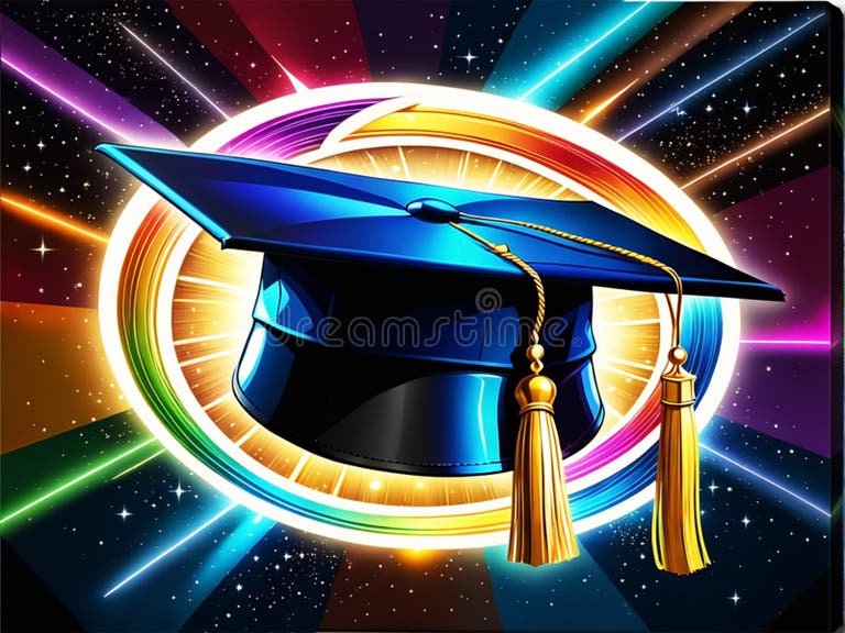 Graduation Cap on a Stack of Books. Stock Illustration - Illustration ...