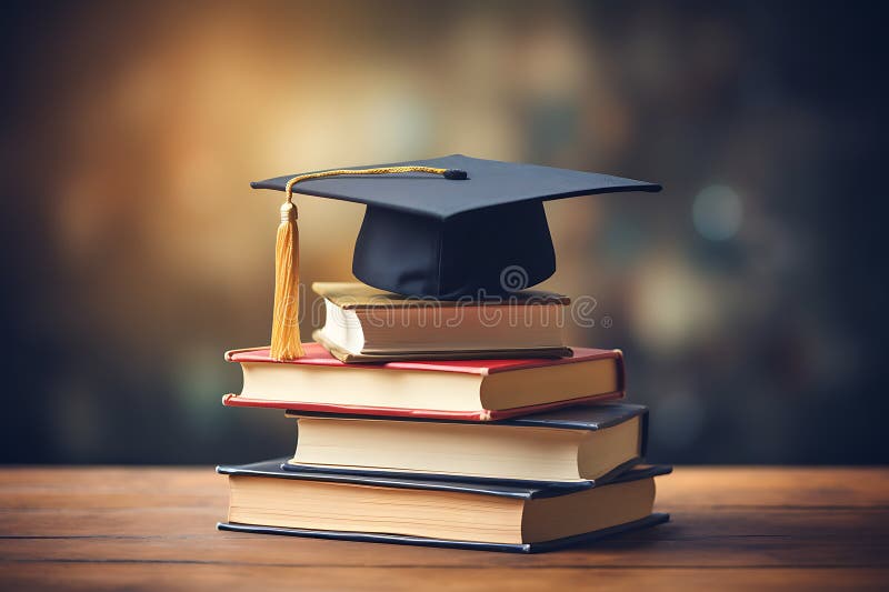Graduation Cap on Stack of Books. Education Concept Stock Illustration ...