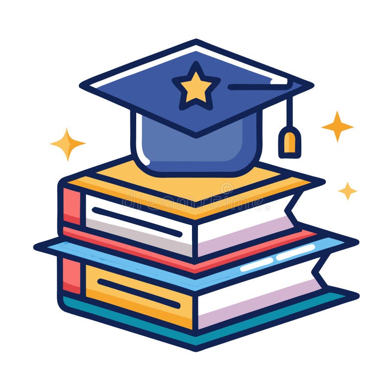 Graduation Cap on Stack of Books, Education Success and Learning Stock ...