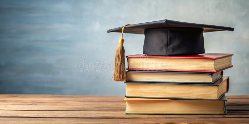 Graduation Cap on a Stack of Books Graduation Concept Graduation Cap on ...