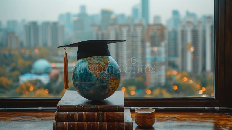 Graduation Cap on Stack of Books Stock Image - Image of degree, group ...