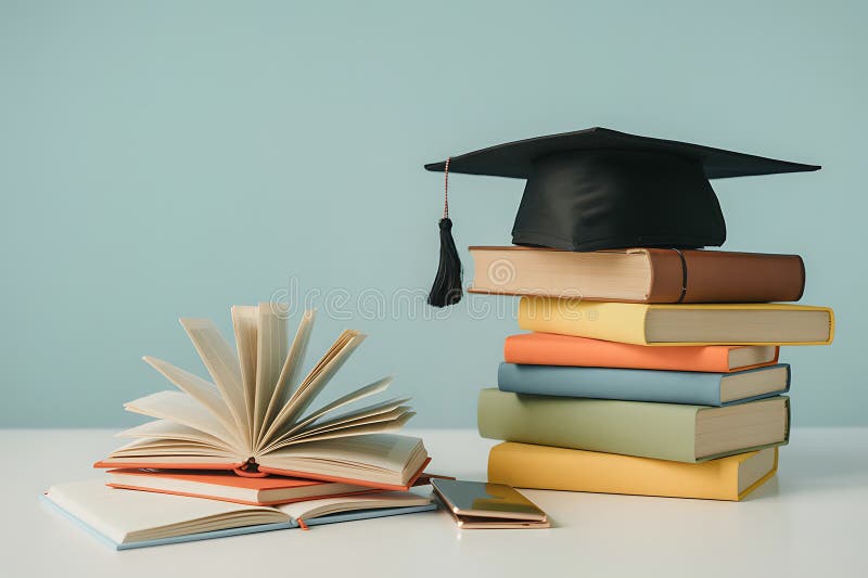 150 Graduation Cap Diploma Textbooks Stack Stock Photos - Free ...