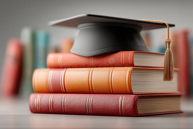 Graduation Cap on a Stack of Vintage Books, Concept of Knowledge and ...