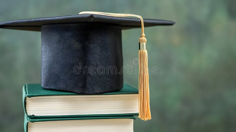 Graduation Cap on Stacked Books Stock Photo - Image of tassel, student ...