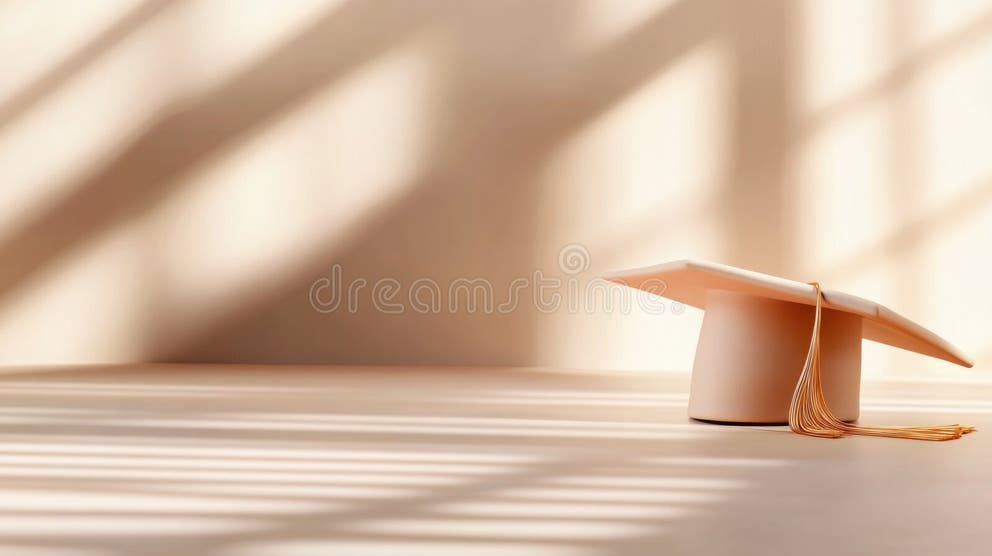 Graduation Cap on Sunlit Surface with Dramatic Shadows Stock Image ...