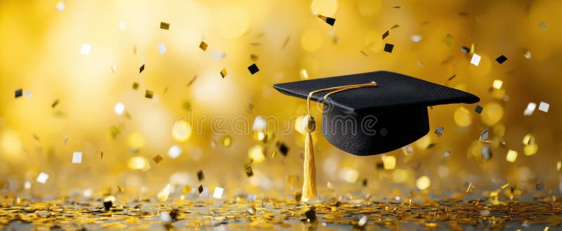 The Graduation Cap Surrounded by Sparkling Confetti in a Celebratory ...