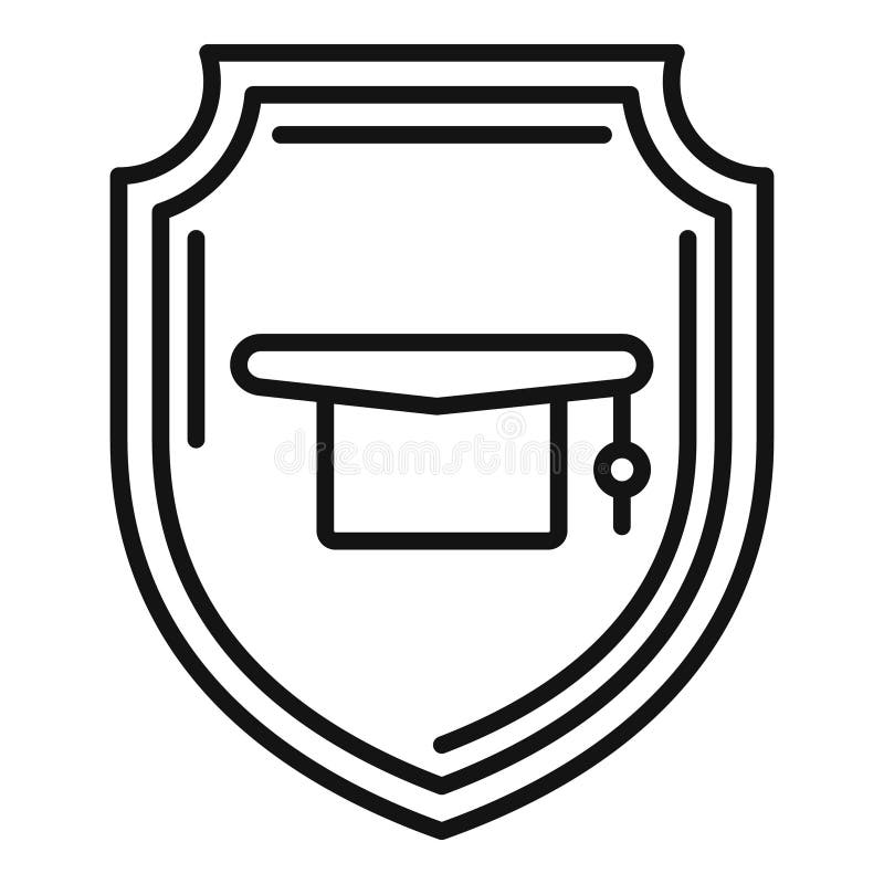 Graduation Cap Symbolising Knowledge Protection with Shield Shape Stock ...
