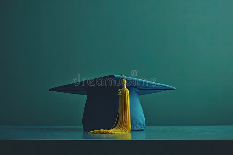 Graduation Cap on Teal Background Stock Illustration - Illustration of ...