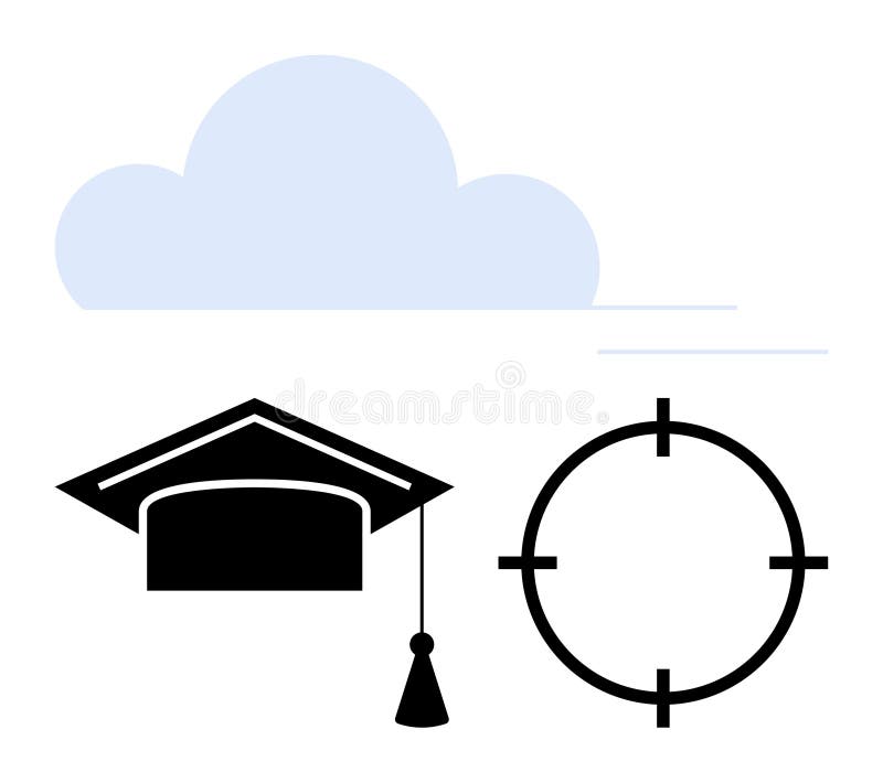 Graduation Cap and Target Next To Cloud Representing Educational Goals ...