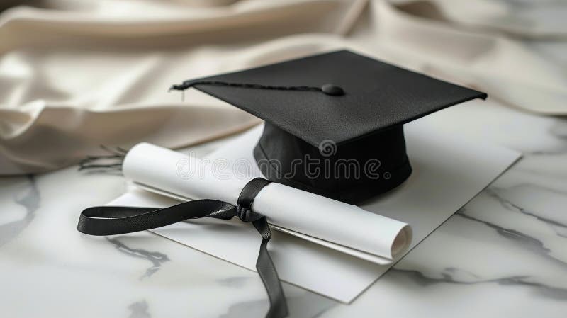 Graduation Cap and Tassel on Book Stock Image - Image of line, tassel ...