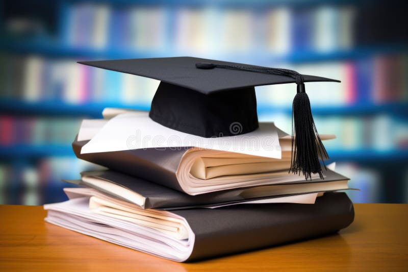 Graduation Cap on Top of a Mountain of Paperwork Stock Illustration ...