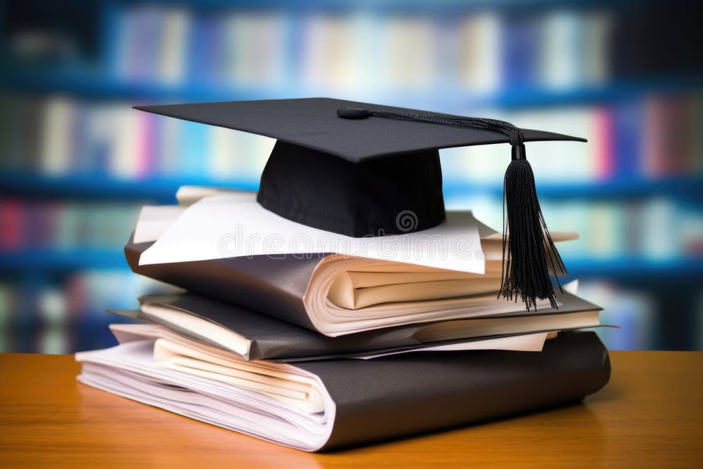 Graduation Cap on Top of a Mountain of Paperwork Stock Illustration ...