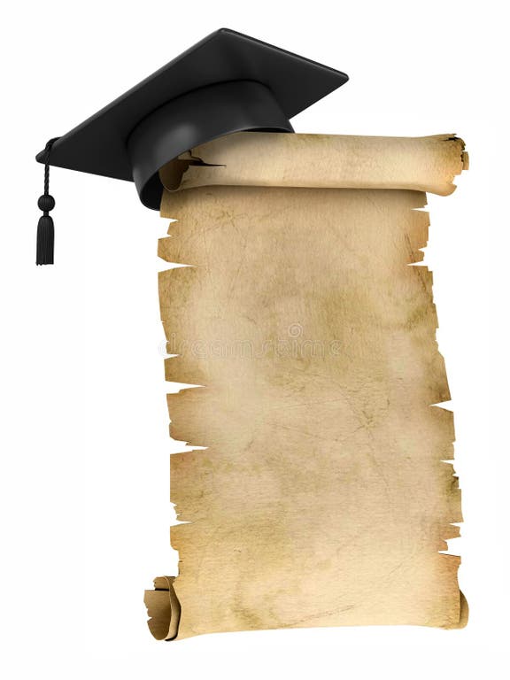 Graduation Cap on the Top of Old Parchment Stock Illustration ...