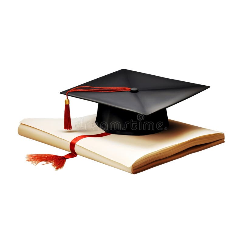 Graduation. Transparent Background with Realistic Flying Black Degree ...