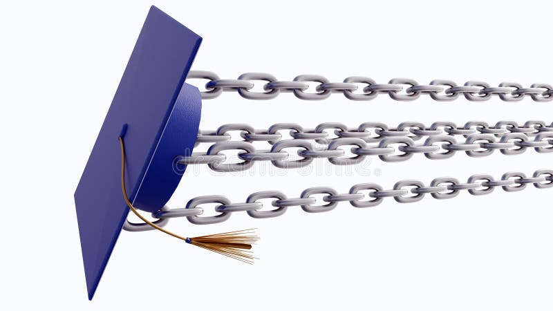 A Graduation Cap Trapped by Chains in the White Background Stock ...