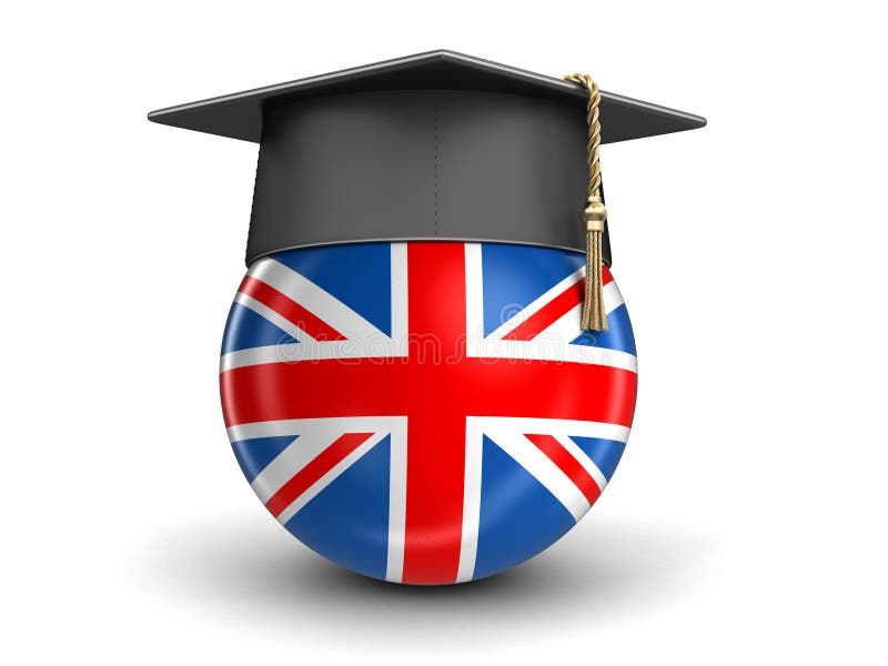 Graduation cap and UK flag stock illustration. Illustration of student ...