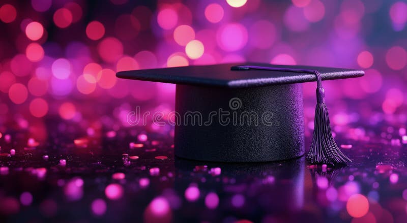 Graduation Cap Vibrant Background Bokeh Lights Celebratory Event Stock ...