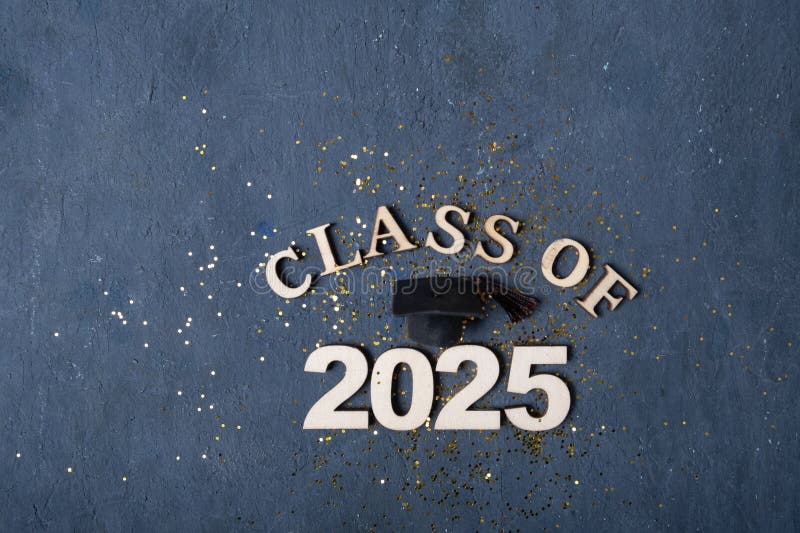 Graduation Hat Wooden Number 2025 Dark Background Class Concept Stock ...