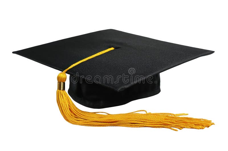 A Graduation Cap with a Yellow Tassel on a Black Background in the ...