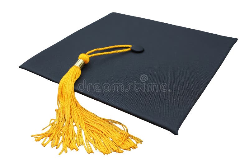 A Graduation Cap with a Yellow Tassel on a Dark Background Close Up ...