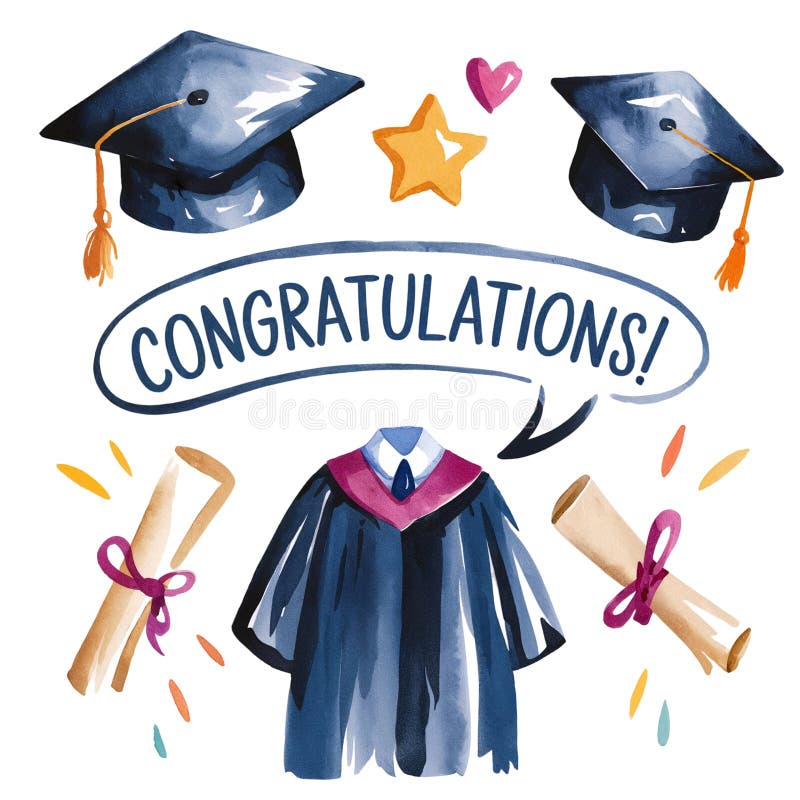 Graduation Caps, Certificates, and a Gown are Highlighted with a ...