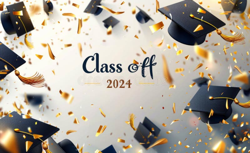 Graduation Caps and Confetti for Class of 2024 Celebration Stock Photo ...