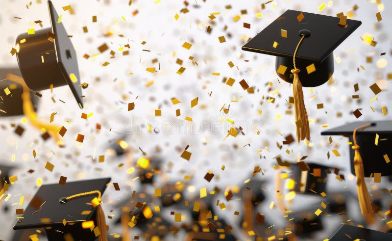 Graduation Caps and Confetti for Class of 2024 Celebration Stock Photo ...