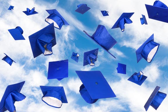 Graduation caps in flight stock photo. Image of horizontal - 8286044